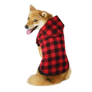 Plaid Dog Hoodie Sweatshirt Sweater for Medium Dogs Cat Puppy Clothes Coat Warm and Soft (M)