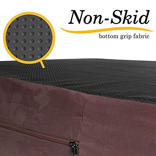 KOPEKS Jumbo Orthopedic Dog Bed - 7-inch Thick Memory Foam Pet Bed with Pillow with Removable Cover & Free Waterproof Liner - for Large Breed Dogs, XL, Brown-Plush Top