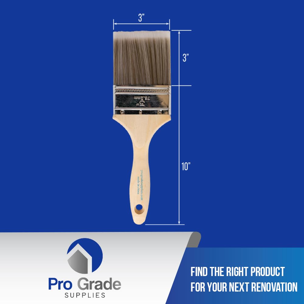 Pro Grade - Paint Brushes - 2Ea 3" Flat Brushes