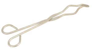 eisco crucible tongs with bow- straight, serrated tips - metal - 9.5" long