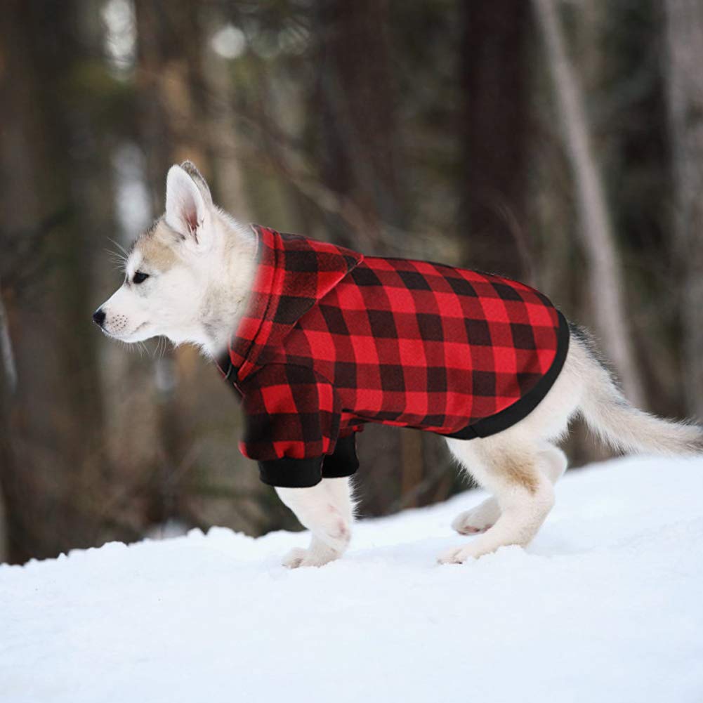 Plaid Dog Hoodie Sweatshirt Sweater for Medium Dogs Cat Puppy Clothes Coat Warm and Soft (M)