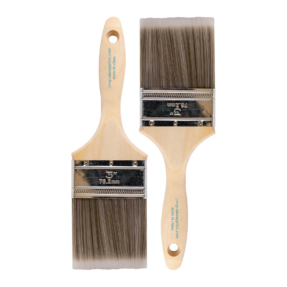 Pro Grade - Paint Brushes - 2Ea 3" Flat Brushes