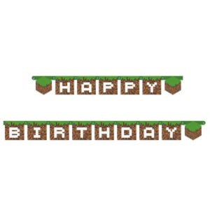 multicolor minecraft large jointed banner - premium & vibrant party decor, perfect for gamers & celebrations