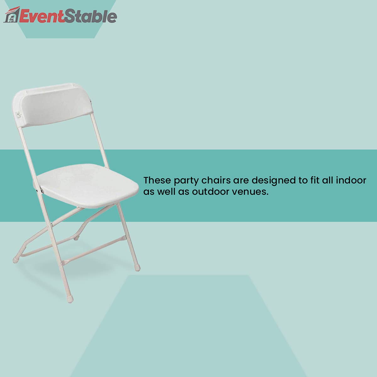 EventStable TitanPRO White Plastic Folding Chair - Lightweight Foldable Outdoor Chair - Durable Patio Chairs - Chairs Set for Parties Banquet Events - 100 Pack