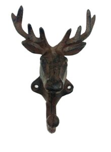 grace home cast iron rustic deer head design wall hanger vintage design hooks keys towels hook metal wall mounted heavy duty moose decorative gift idea