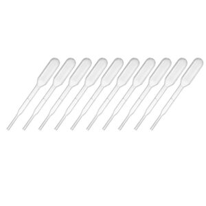 uxcell 50 pcs plastic disposable pipettes 0.2ml, clear transfer pasteur pipettes, 61mm length, liquid dropper for lab