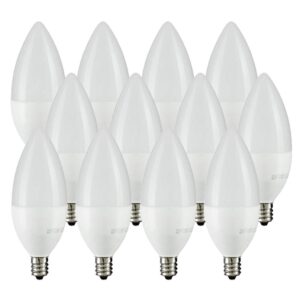 procuru [12-pack] e12 candelabra led bulbs, 2700k soft white, 4 watts (40w equivalent), non-dimmable, 280 lumens, chandelier candle base