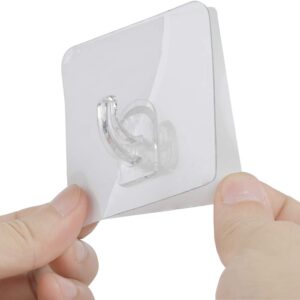 Hawsam 8PCS Clear Adhesive Sticky Wall Hooks,No Drilling Strong Waterproof Sticker Hanger for Kitchen, Shower and Bathroom 20kg/44lb. (Max Loading)