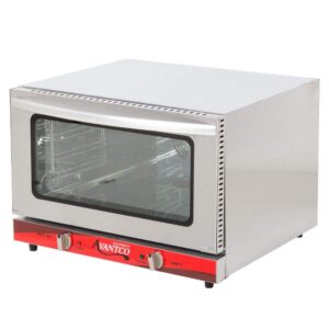 half size commercial restaurant kitchen countertop electric convection oven holds (4) 1/2 size sheet pans 120v, 1600w