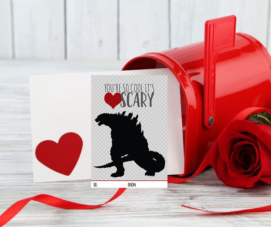 Silly Goose Gifts Monster Zilla Themed Valentines Day Card for Kids School Classroom Exchange (Set of 24) Sharing Gift Giving Valentine's Children