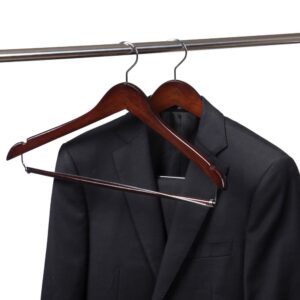 Quality Hangers Wooden Hangers Beautiful Sturdy Suit Coat Hangers with Locking Bar Chrome Hooks (20)