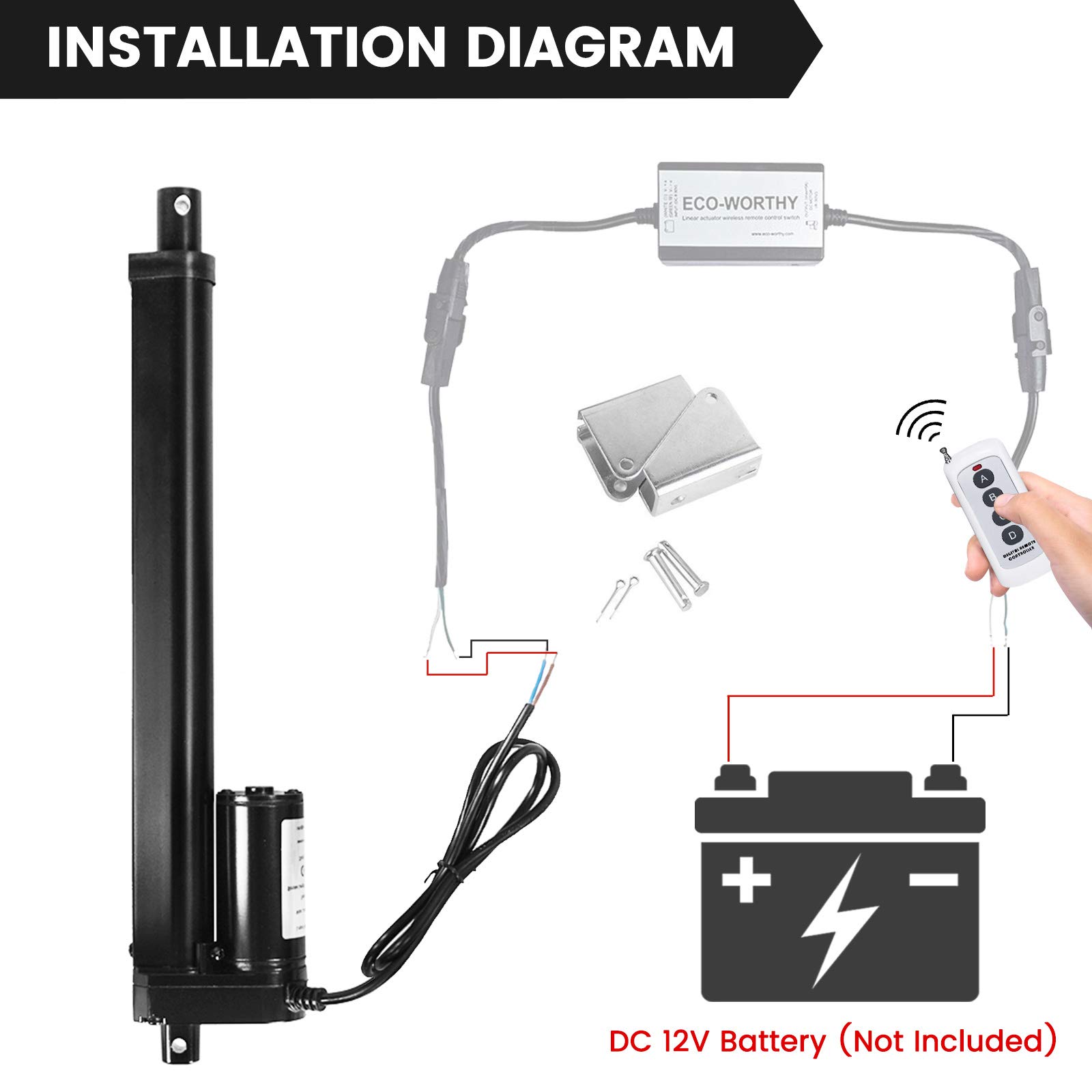 DC HOUSE 8 Inch 8" 225lbs Linear Actuator Motor 1000N DC12V with Mounting Brackets Multi-Function