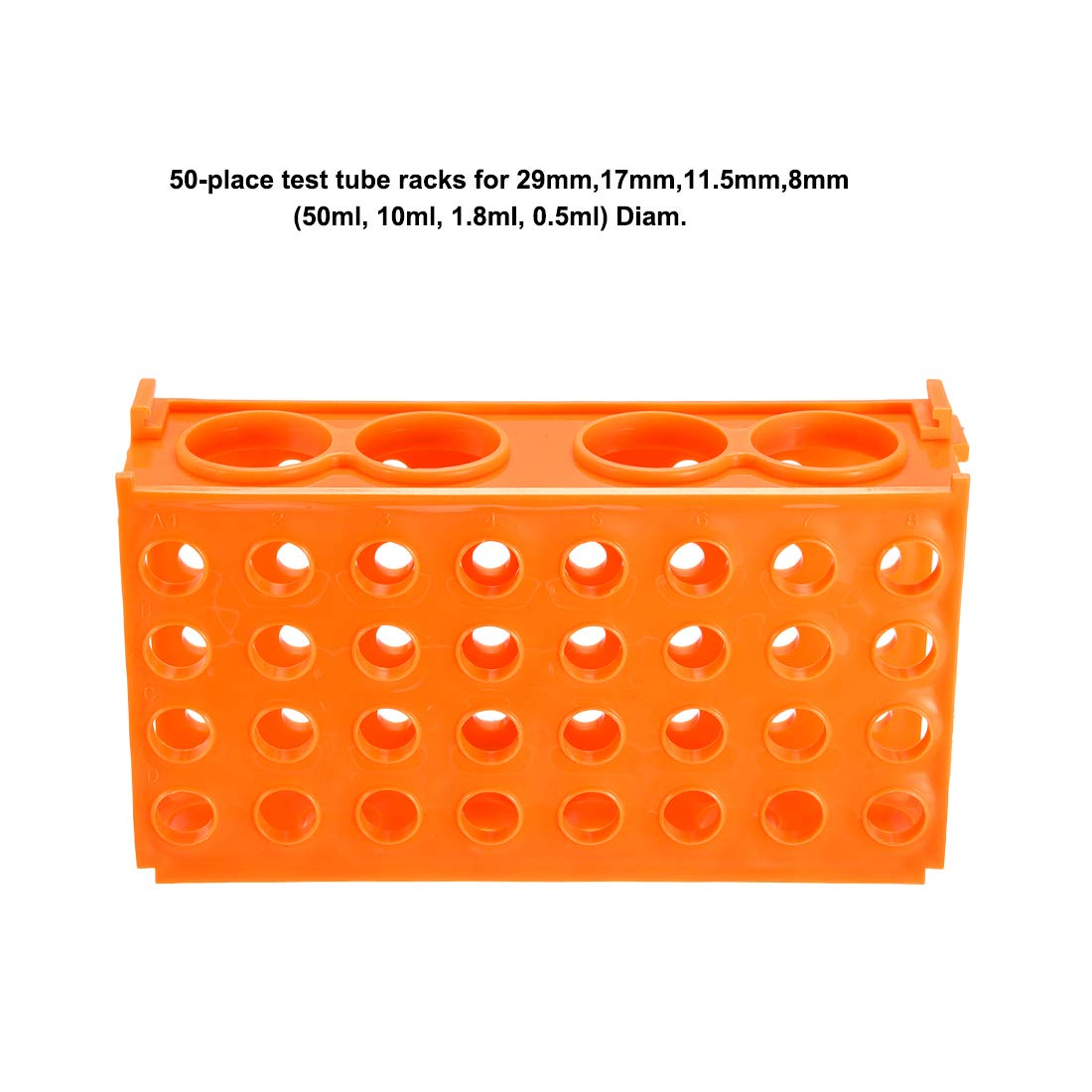 uxcell 4 Way Tube Rack Polypropylene 80-Well Orange for 0.5ml, 1.5ml, 1.8ml, 10ml, 15ml, 50ml