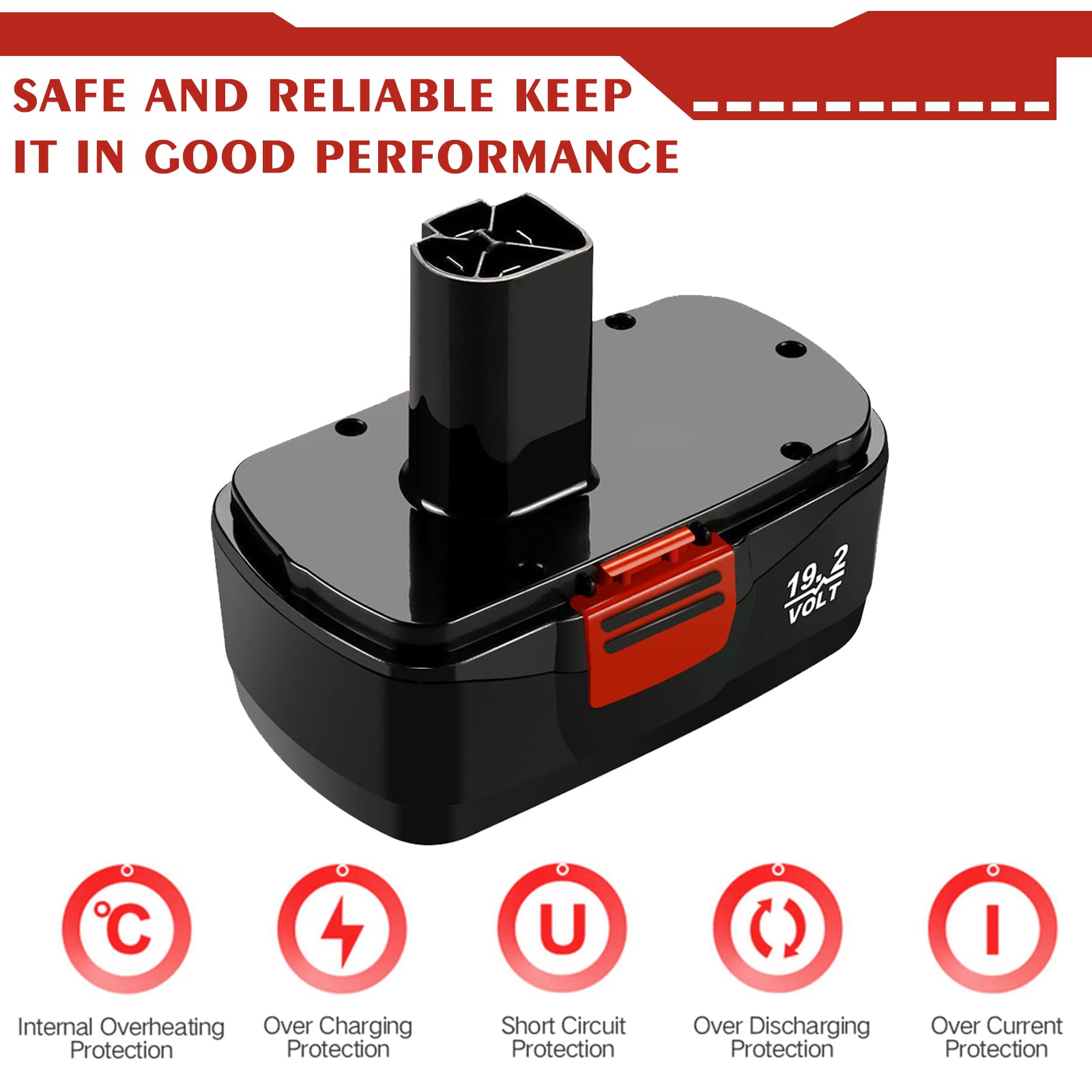 Upgraded to 4500mAh High Capacity C3 Replacement for Craftsman 19.2V Battery Ni-MH Compatible with Craftsman 19.2 Volt 315.115410 315.11485 130279005 1323903 120235021 11375 11376 Cordless Drills