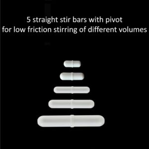 Microyn 7pcs PTFE Stir Bars Set for Magnetic Stirrer Mixer (Five Straight Bars of 15,20,25 35 and 50 mm, One Cross-Shaped Bar of 38 mm, and One Stir Bar Retriever of 250 mm)