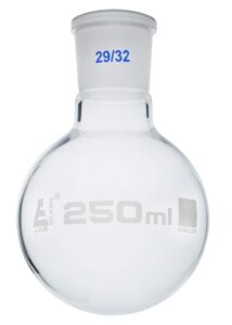 eisco florence boiling flask, 250ml - 29/32 interchangeable joint - borosilicate glass - round bottom