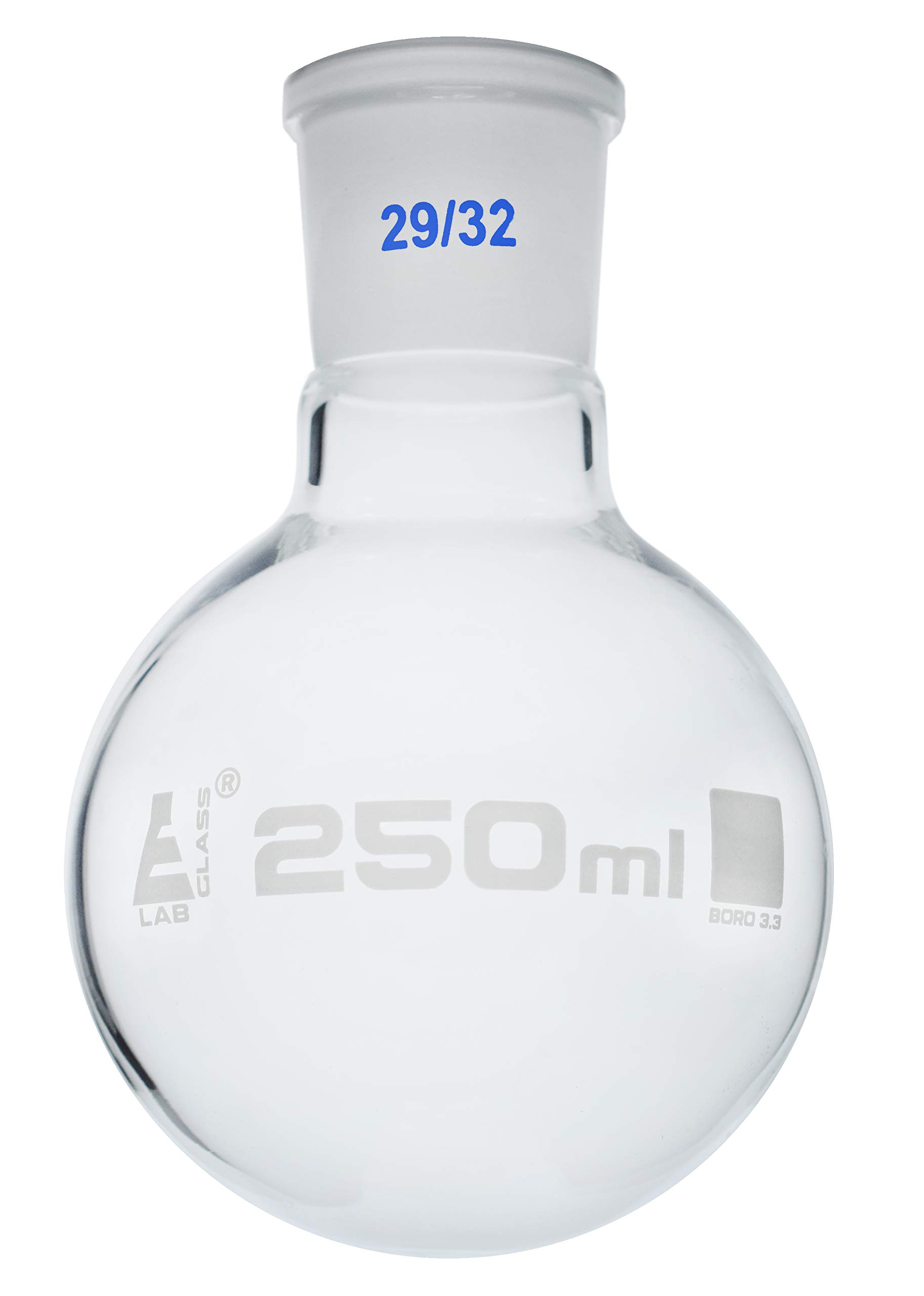 EISCO Florence Boiling Flask, 250ml - 29/32 Interchangeable Joint - Borosilicate Glass - Round Bottom