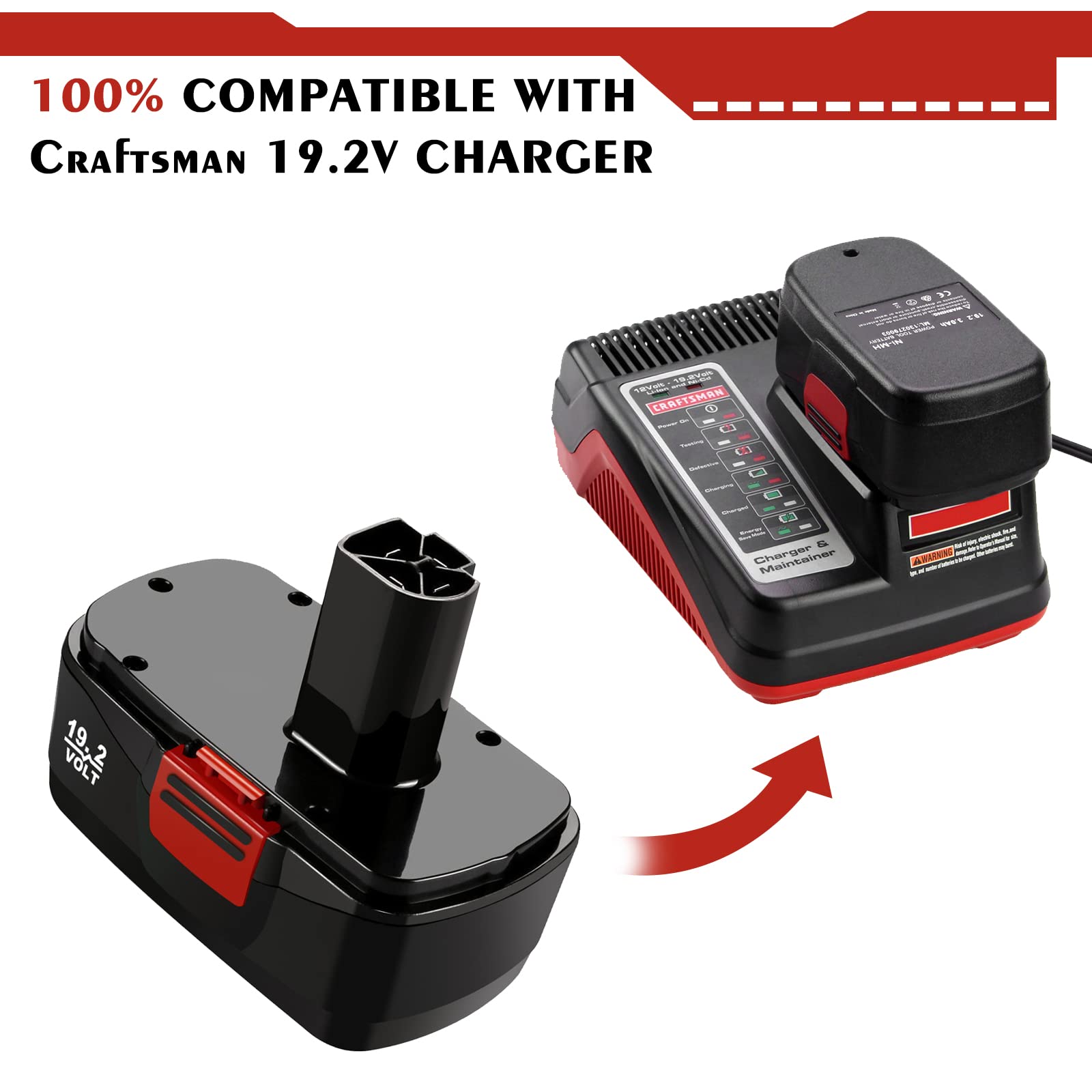 Upgraded to 4500mAh High Capacity C3 Replacement for Craftsman 19.2V Battery Ni-MH Compatible with Craftsman 19.2 Volt 315.115410 315.11485 130279005 1323903 120235021 11375 11376 Cordless Drills