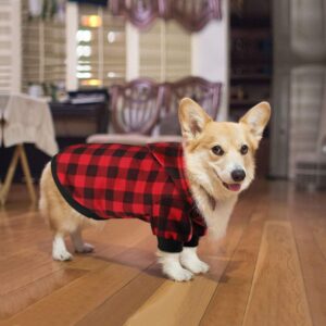 Plaid Dog Hoodie Sweatshirt Sweater for Medium Dogs Cat Puppy Clothes Coat Warm and Soft (M)