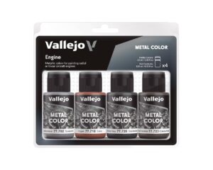 vallejo acrylicos metal color engine paint set, black, 0.5 liters