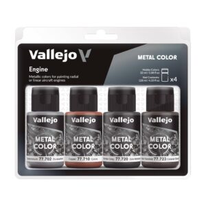 Vallejo Acrylicos Metal Color Engine Paint Set, black, 0.5 Liters