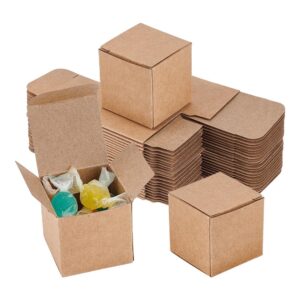 benecreat 50pcs gift boxes brown paper boxes party favor boxes 1.5x1.5x1.5 inches with lids for gift wrapping, wedding party favors, mother's day festival gift packaging