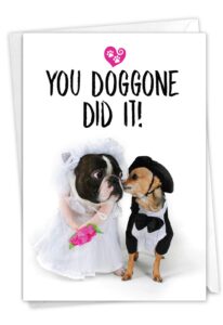 nobleworks - married dogs - pet animal wedding card for bride and groom - newlyweds marriage note card with envelope c6898wdg