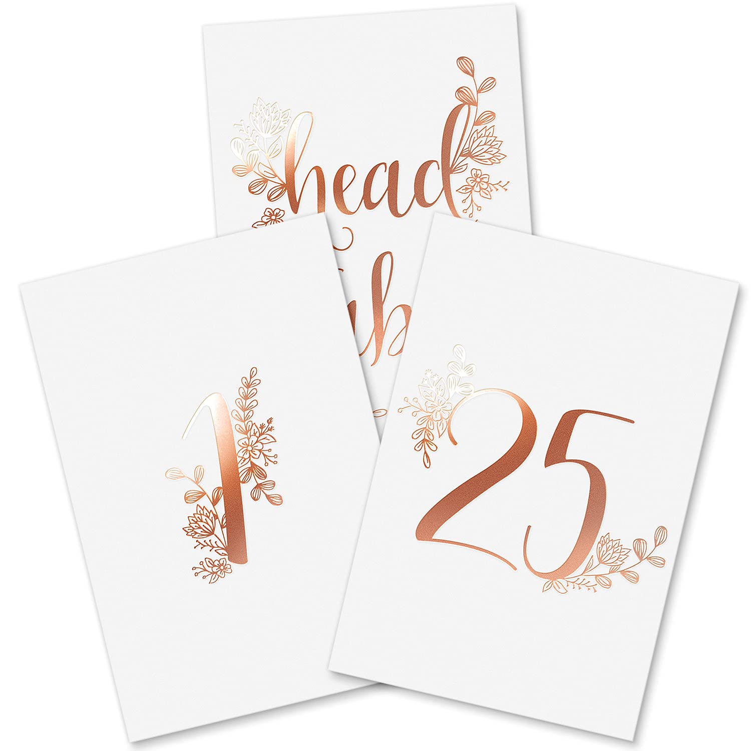 Rose Gold Table Numbers for Wedding by Sweetzer & Orange - 1 to 25 Elegant Table Number Cards for Weddings, Bar Mitzvah, Quinceanera Decorations, Restaurant and More! Premium Paper Table Numbers