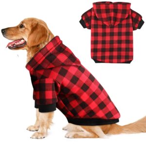 plaid dog hoodie sweatshirt sweater for medium dogs cat puppy clothes coat warm and soft (m)