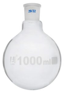 eisco florence boiling flask, 1000ml - 29/32 interchangeable joint - borosilicate glass - round bottom