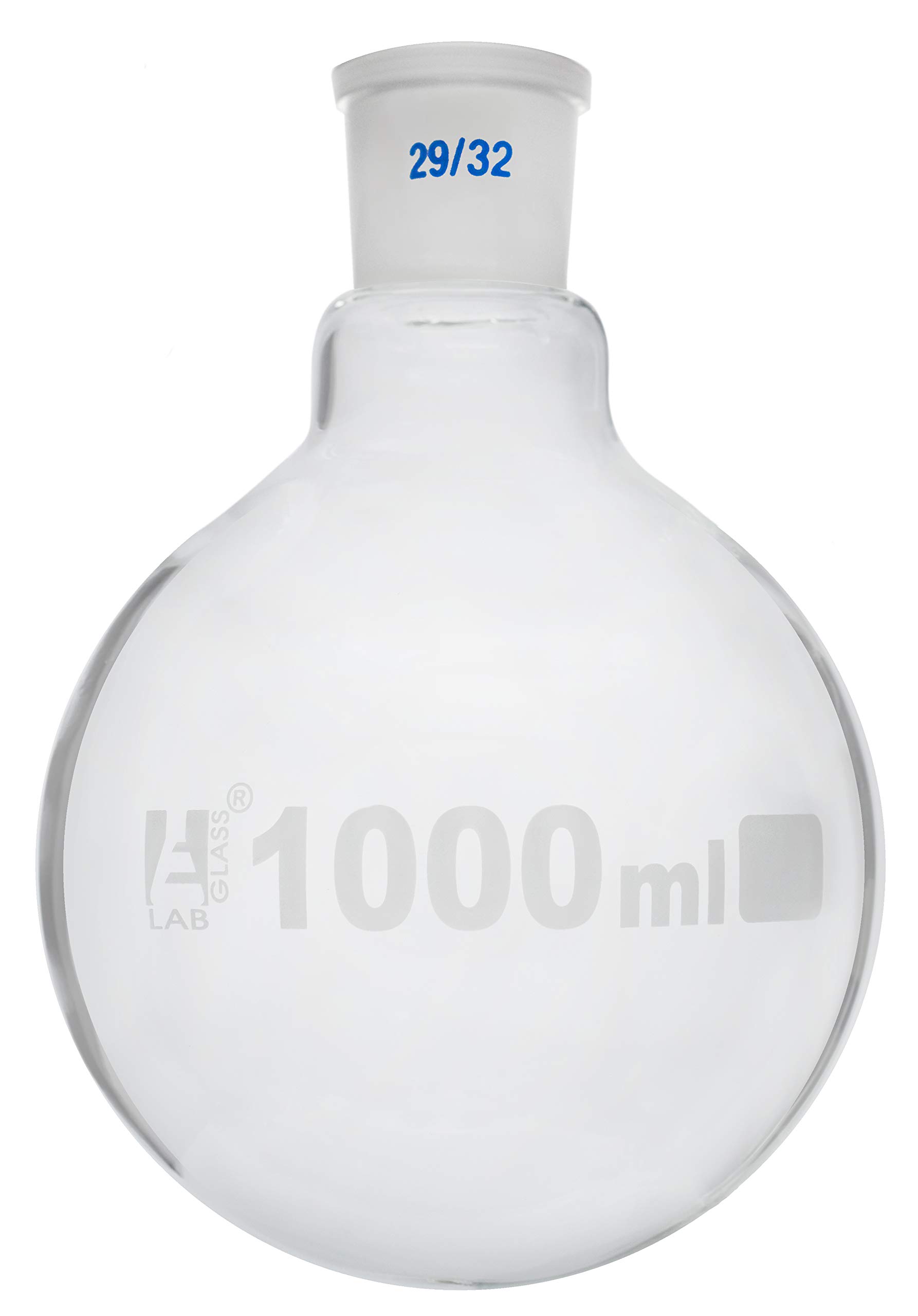 EISCO Florence Boiling Flask, 1000ml - 29/32 Interchangeable Joint - Borosilicate Glass - Round Bottom