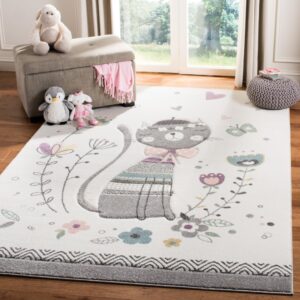 safavieh carousel kids collection area rug - 5'3" x 7'6", ivory & pink, non-shedding & easy care, ideal for high traffic areas for boys & girls in playroom, nursery, bedroom (crk187a)