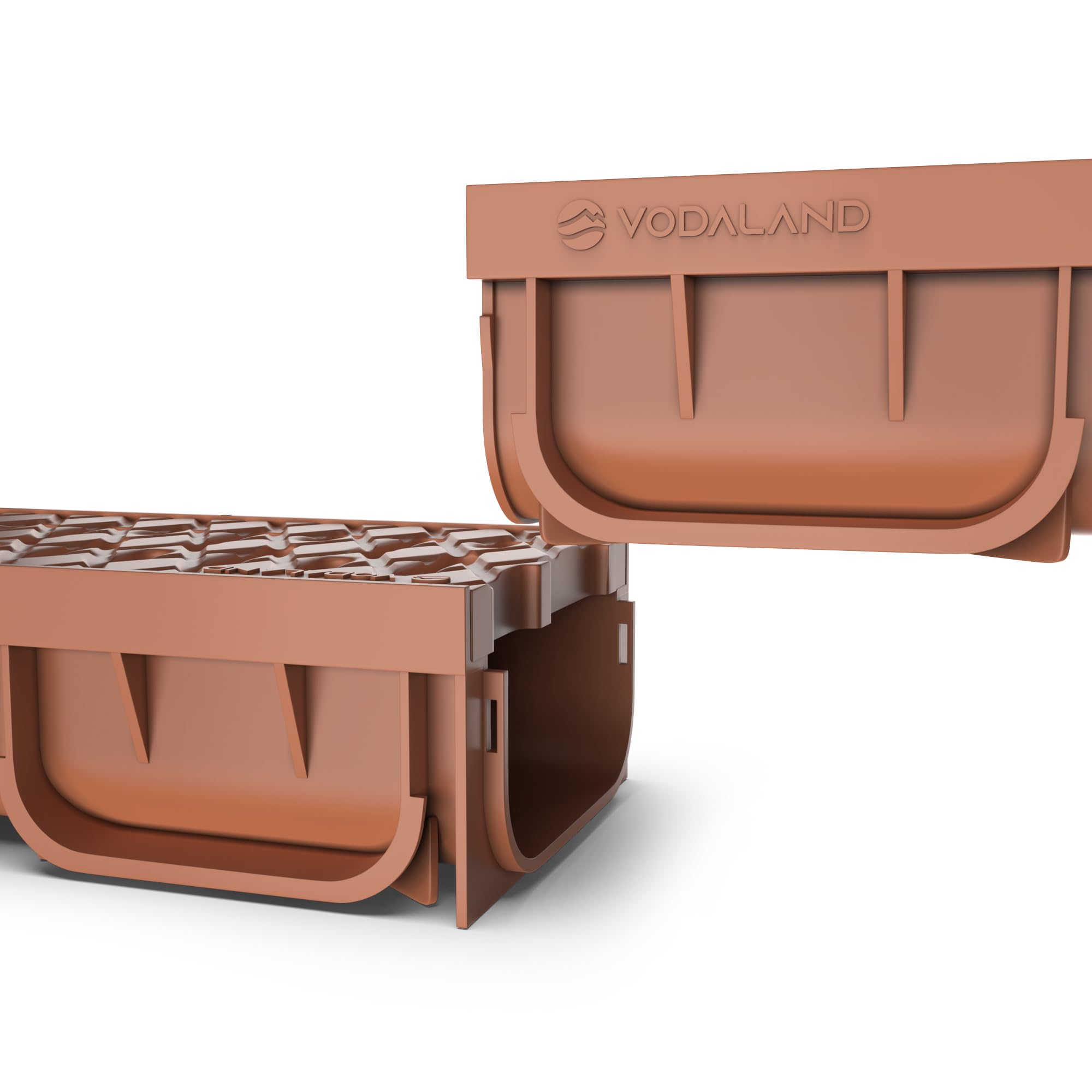 Vodaland - 4 Inch Trench Drain System with Grate - Terracotta - Easy 2 (5)