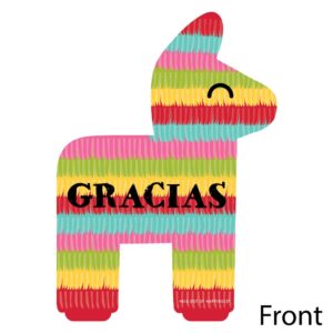 Big Dot of Happiness Let's Fiesta - Shaped Mexican Fiesta Thank You Note Cards with Envelopes - Set of 12