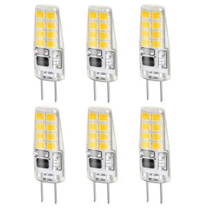 leke g8 bulb warm white 3w g8 led bulb equivalent to g8 halogen bulb 20w-25w dimmable g8 light bulb 3000k, ac 110v/120v/130v(6 pack)