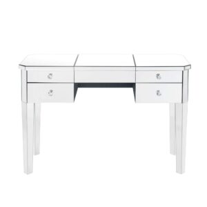 Inspired Home Mirrored Vanity Table - Design: Marabelle | 4 Drawers Lift-up Top | LED | Jewelry Holder | Cosmetics Organizer