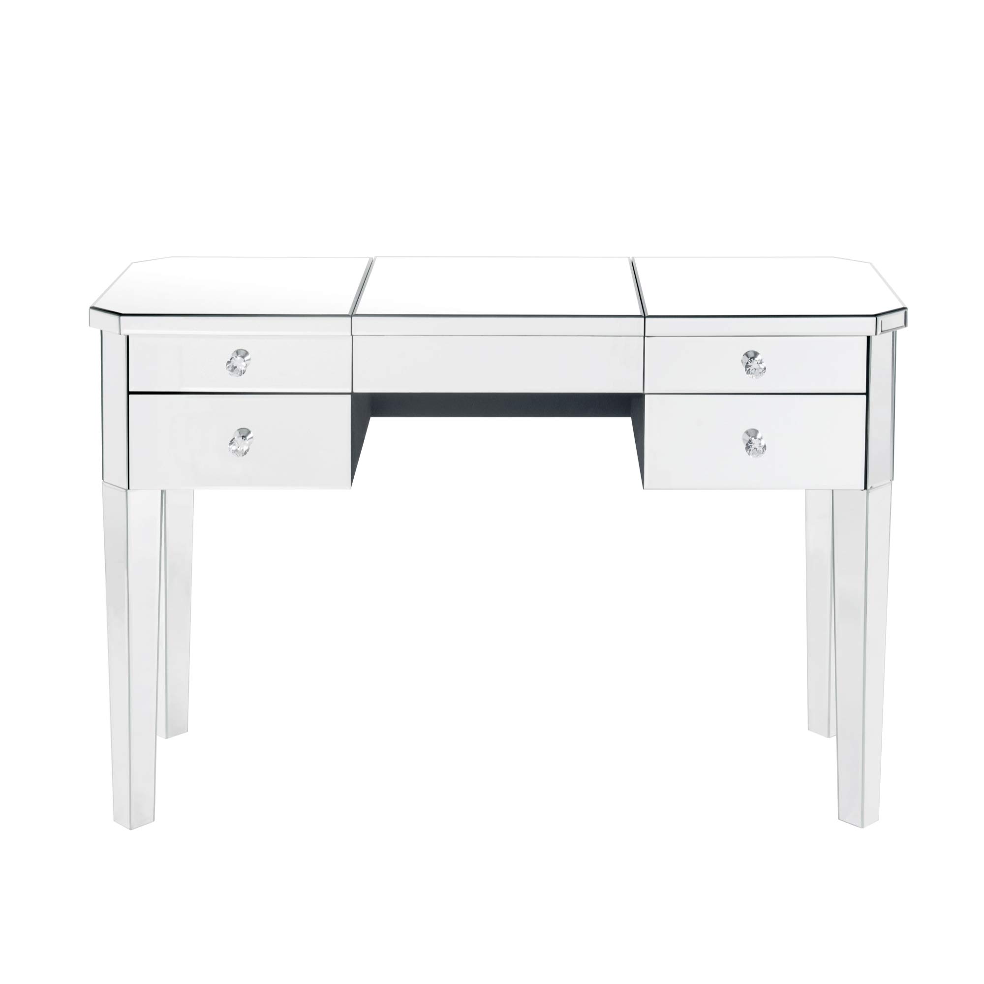 Inspired Home Mirrored Vanity Table - Design: Marabelle | 4 Drawers Lift-up Top | LED | Jewelry Holder | Cosmetics Organizer