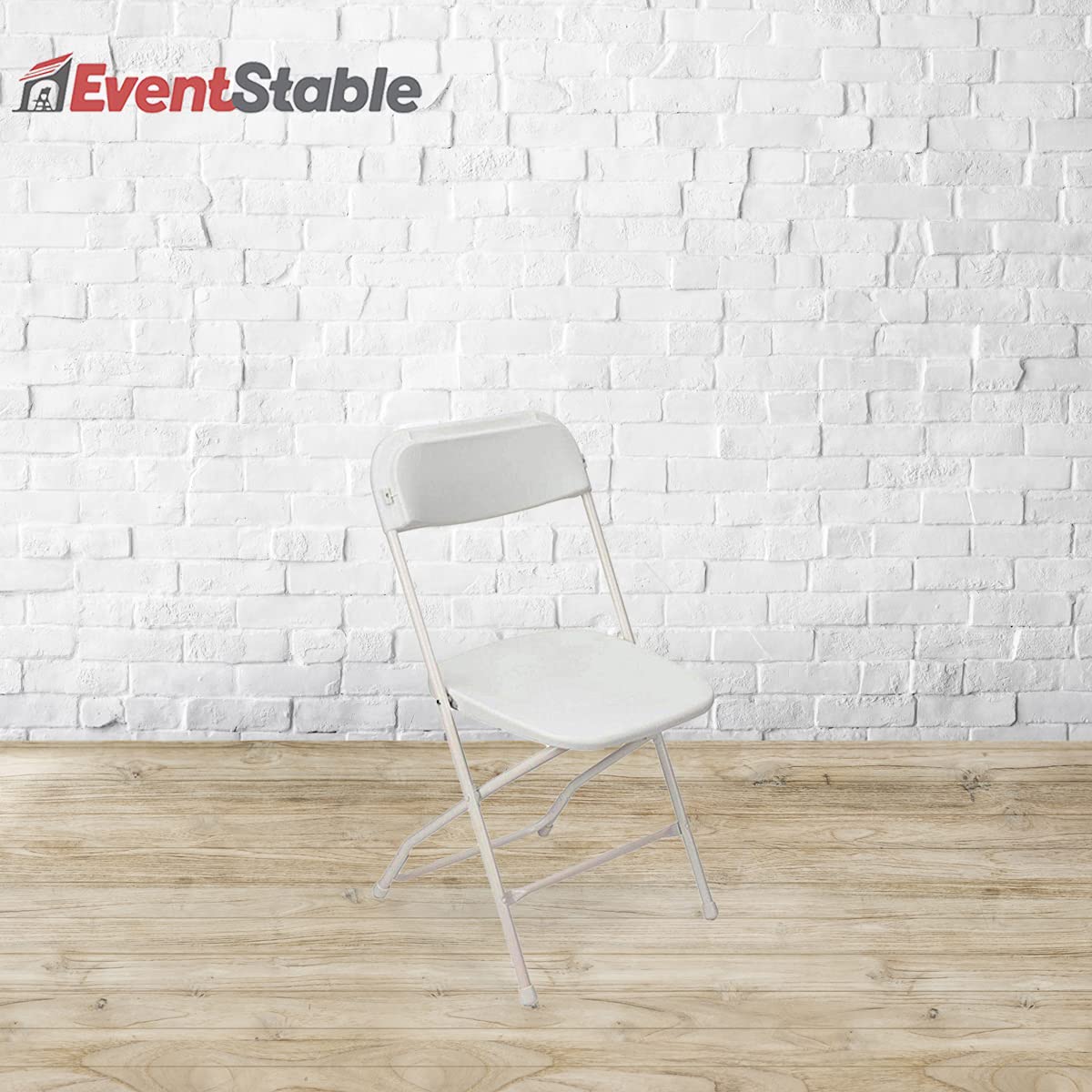 EventStable TitanPRO White Plastic Folding Chair - Lightweight Foldable Outdoor Chair - Durable Patio Chairs - Chairs Set for Parties Banquet Events - 100 Pack