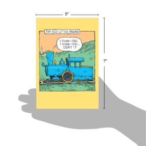 NobleWorks - 1 Humor Birthday Card with Envelope - Funny Cartoons for Birthday Greetings, Celebration Notecard - Old Little Engine C6955BDG