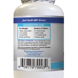 PET SUPPLEMENTS Dog Joint Care Supplement - Turmeric Joint Health for Dogs - Advanced Formula for Joints - Dog glucosamine tumeric - 3 Bottles (180 Tablets)