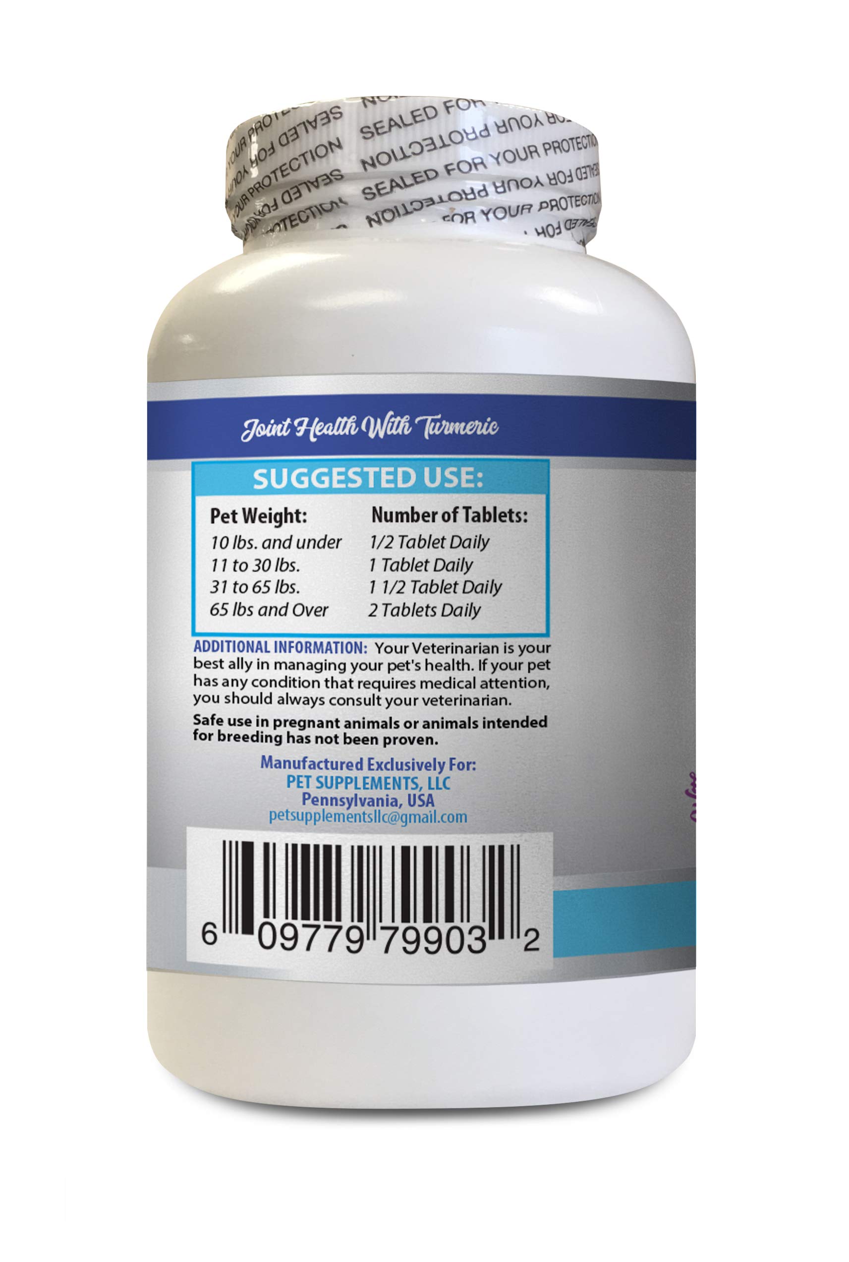 PET SUPPLEMENTS Dog Joint Care Supplement - Turmeric Joint Health for Dogs - Advanced Formula for Joints - Dog glucosamine tumeric - 3 Bottles (180 Tablets)