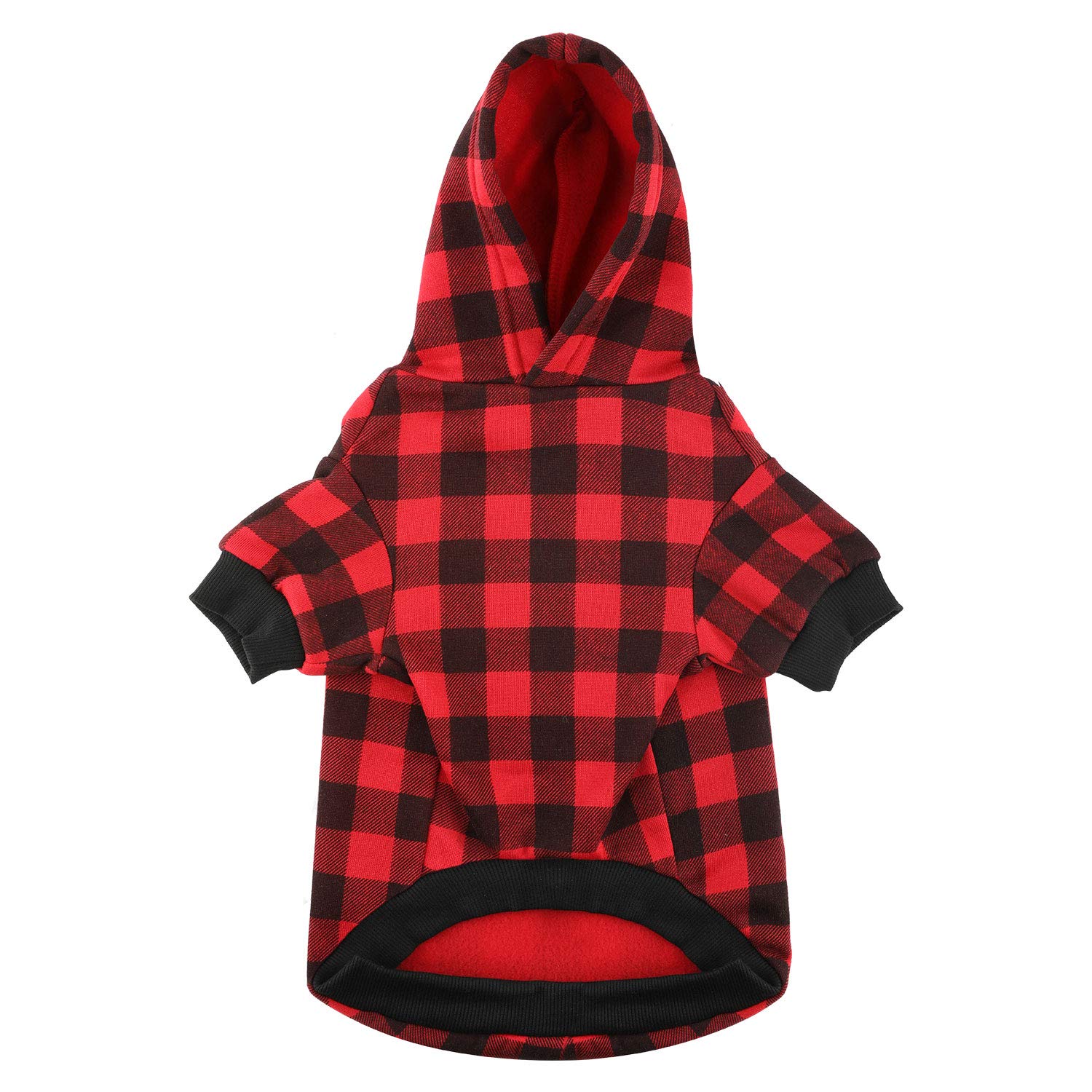 Plaid Dog Hoodie Sweatshirt Sweater for Medium Dogs Cat Puppy Clothes Coat Warm and Soft (M)