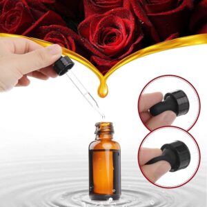 Yesker Amber Glass Bottles for Essential Oils with Glass Eye Dropper 30 ml (1oz) for Essential Oils, Chemistry Lab Chemicals, Colognes & Perfumes (12 pack)