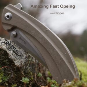 Ruike Camping Tactical Folding Pocket Knife, 14C28N, Liner Lock, Ball Bearing,Fast Opening Flipper,EDC Hunting Survival for Men Women, P155