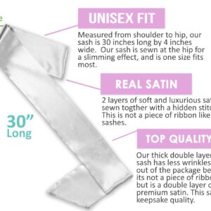 Bride To Be Sash White - Premium BRIDAL GRADE SATIN Silver Sparkle Diamond Bride To Be BRIDAL GRADE Satin Sash - White Sash(SlvDiaB2B)