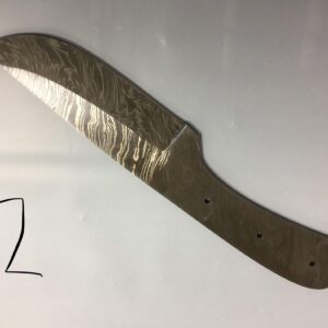 8.5 inches long hand forged Twist pattern Damascus steel trailing point blank blade skinning knife with 3 Pin hole & an inserting hole space 4 inches cutting edge