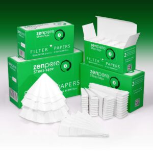 Filter Paper 12.5 cm Lab Fluted Filter Paper for Chemistry, Pre-Pleated (Folded), Qualitative Grade 2 - ZENPORE Slow Flow 125 mm (100 Discs)