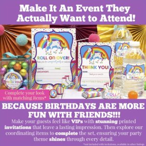 Colorful Unicorn Rainbow Roller Skating Birthday Party Invitations, 20 5x7 Fill In Cards with Twenty White Envelopes by AmandaCreation