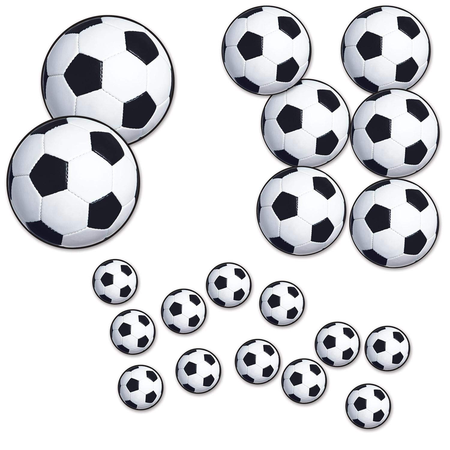 Beistle Soccer Ball Cutouts, 4", 8", 12", White and Black