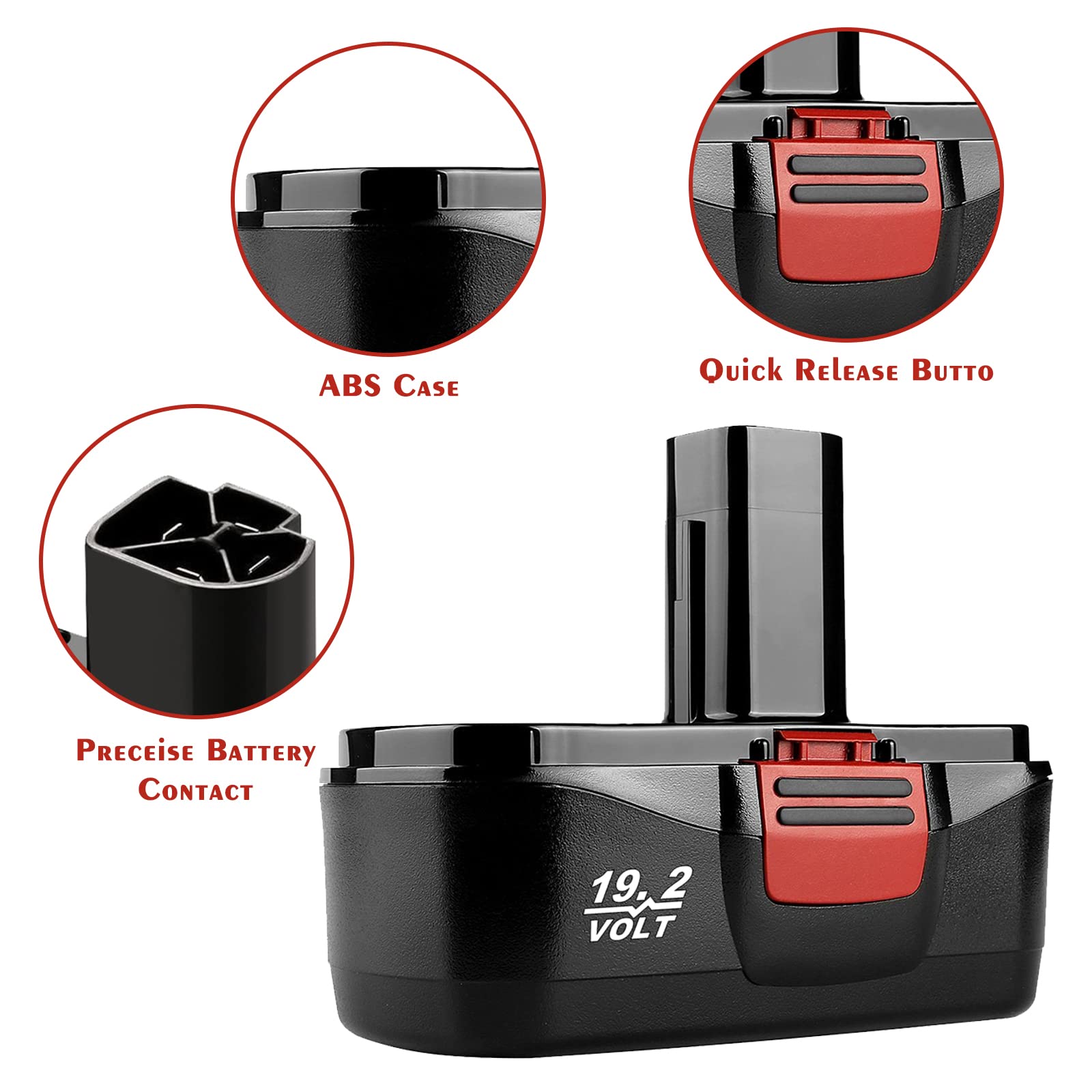 Upgraded to 4500mAh High Capacity C3 Replacement for Craftsman 19.2V Battery Ni-MH Compatible with Craftsman 19.2 Volt 315.115410 315.11485 130279005 1323903 120235021 11375 11376 Cordless Drills